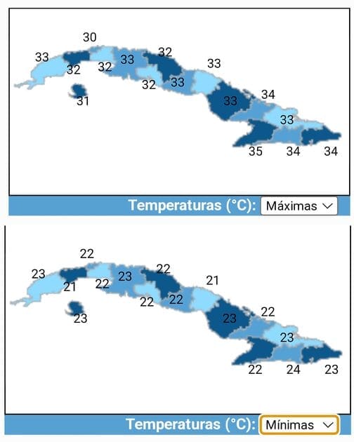 Tarde cálida y escasas lluvias dominan el clima en Cuba hoy