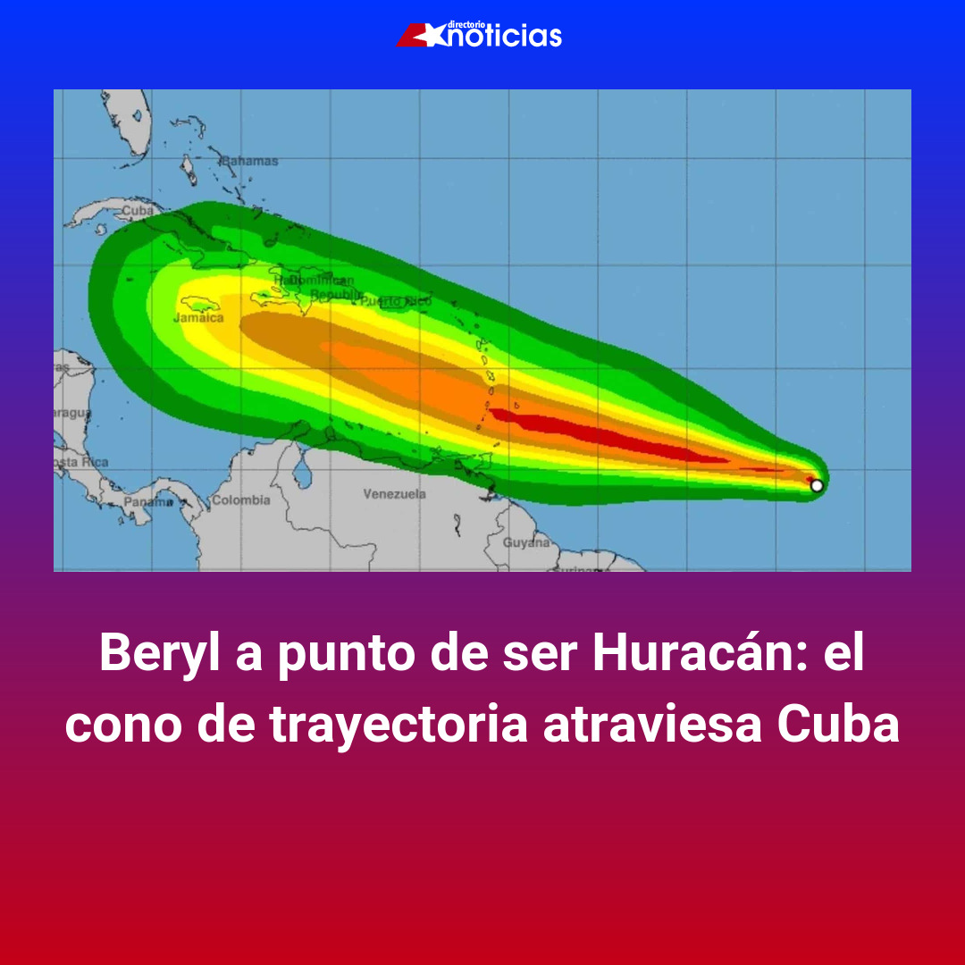 Beryl a punto de ser Huracán: el cono de trayectoria atraviesa Cuba